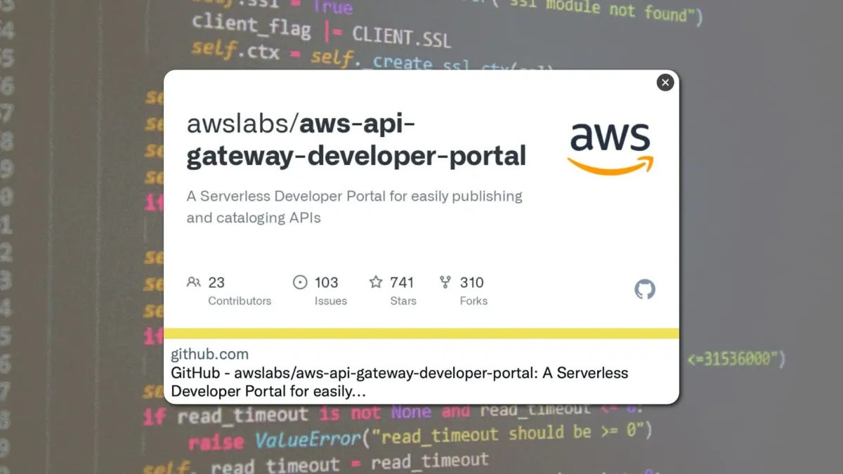 Amazon API Gateway Serverless Developer Portal